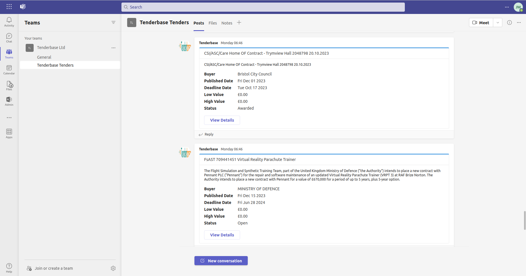 Tenderbase now integrates with Microsoft Teams! – Tenderbase Resources